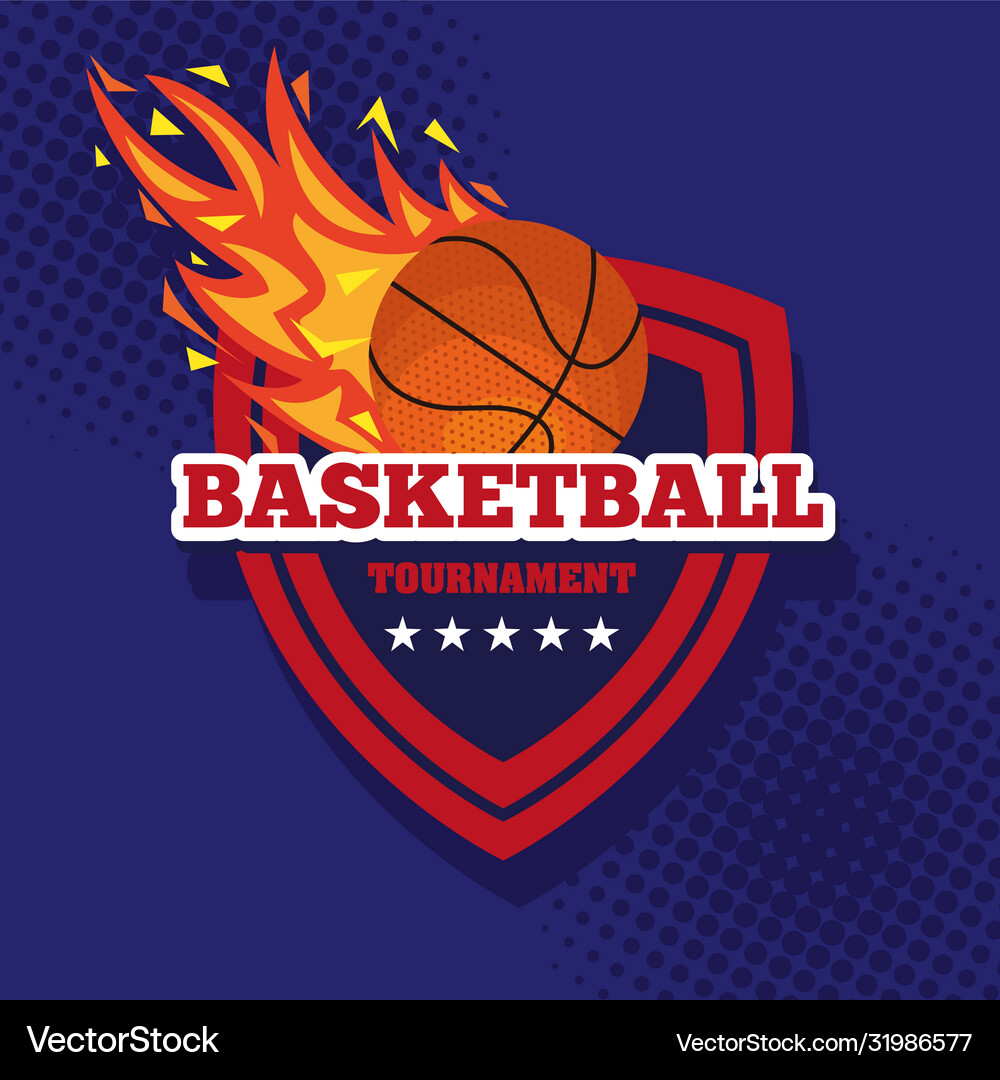 Basketball tournament emblem design Royalty Free Vector