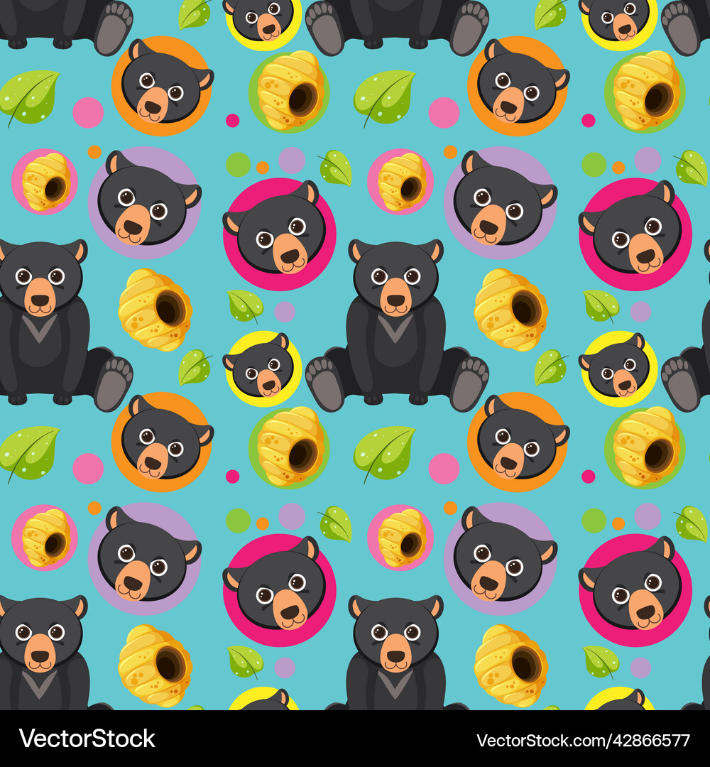 Black bear seamless pattern Royalty Free Vector Image