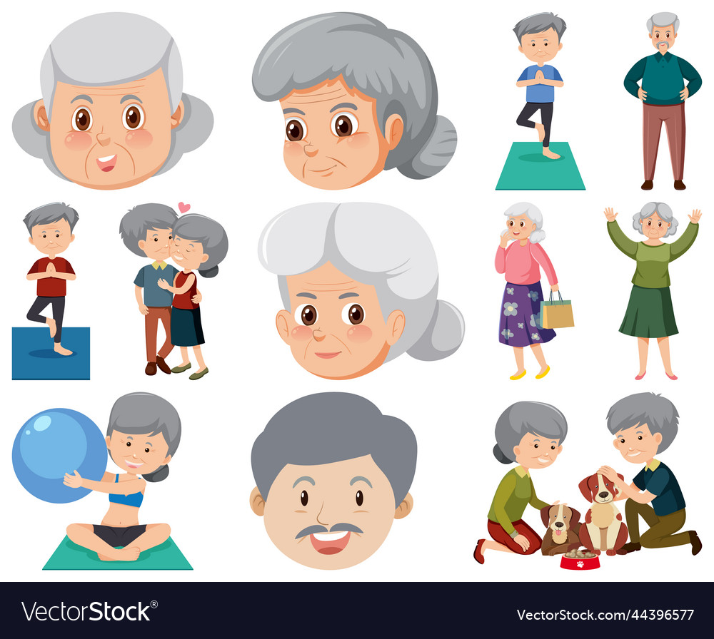 Collection of elderly people icons Royalty Free Vector Image