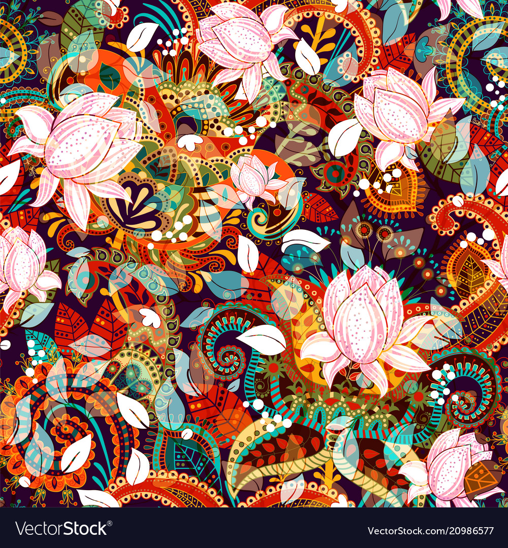 Colorful seamless paisley pattern decorative Vector Image Colorful seamless paisley pattern decorative Vector Image