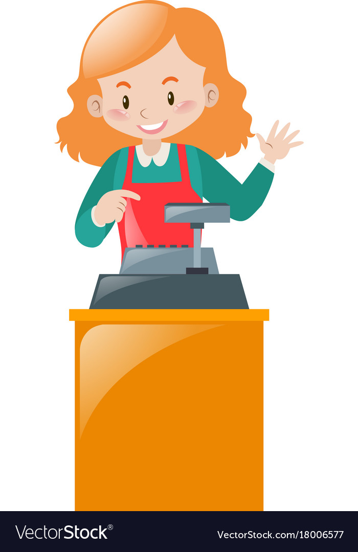 Female clerk working on desk Royalty Free Vector Image Female clerk working on desk Royalty Free Vector Image