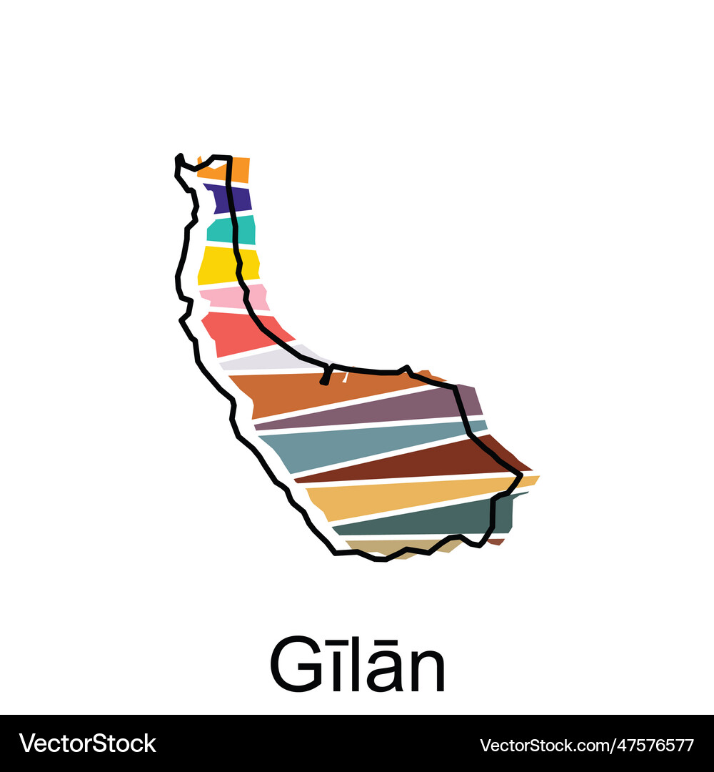 File map of gilan iran regions map Royalty Free Vector Image