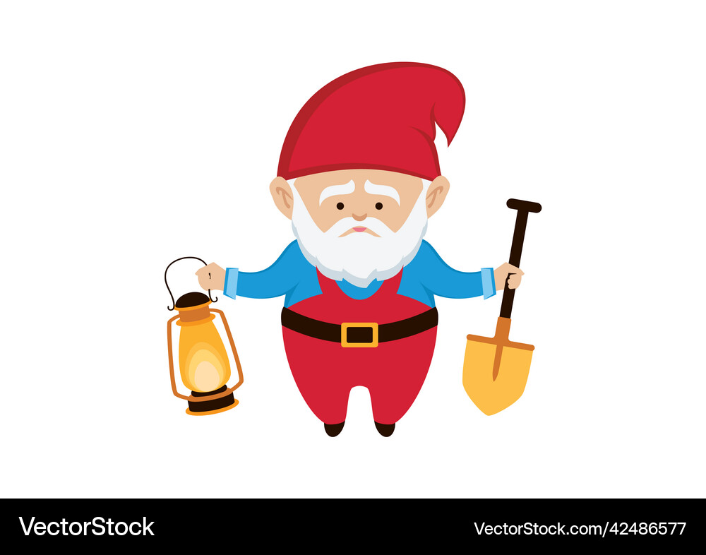 Gnome cute garden dwarf midget man icon Royalty Free Vector