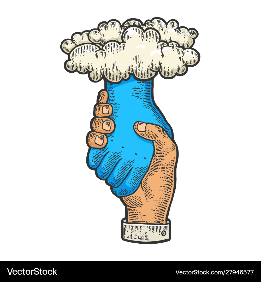 Handshake with god sketch Royalty Free Vector Image
