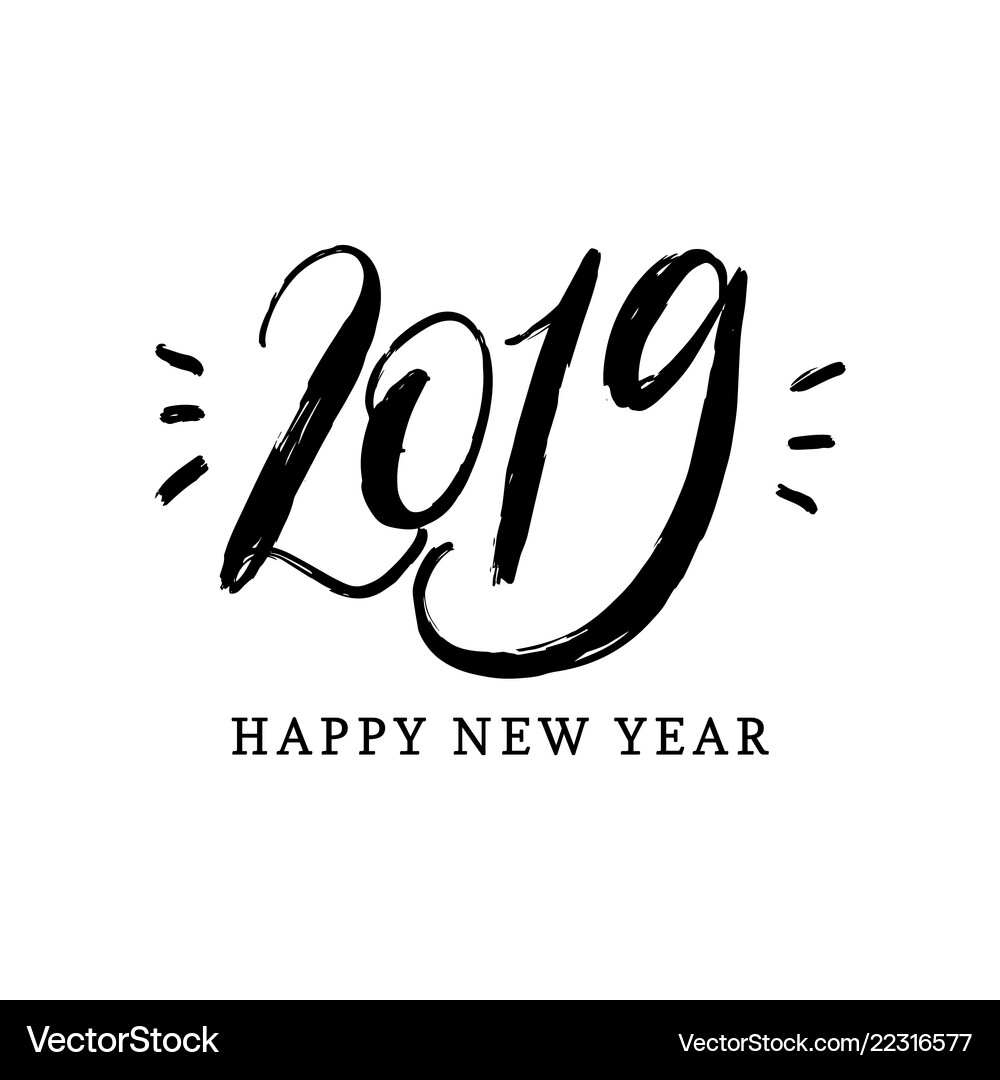 Happy new year 2019 hand lettering Royalty Free Vector Image