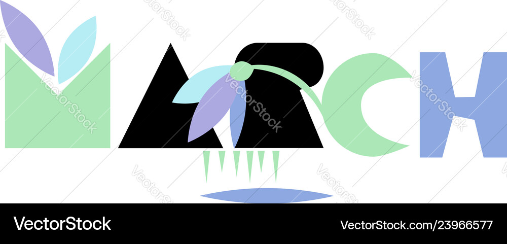 March inscription in scandinavian Royalty Free Vector Image