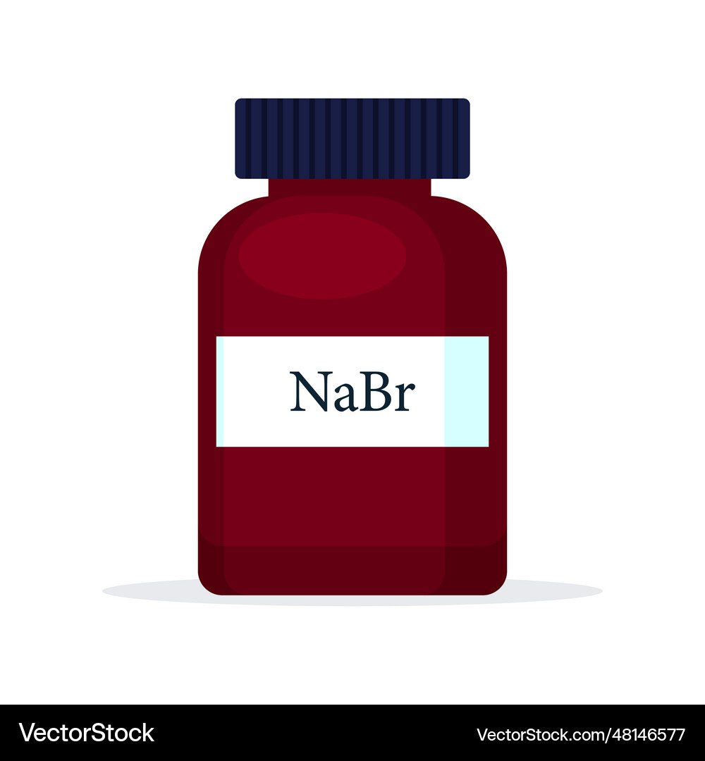 Nabr sodium bromide in dark container cartoon Vector Image