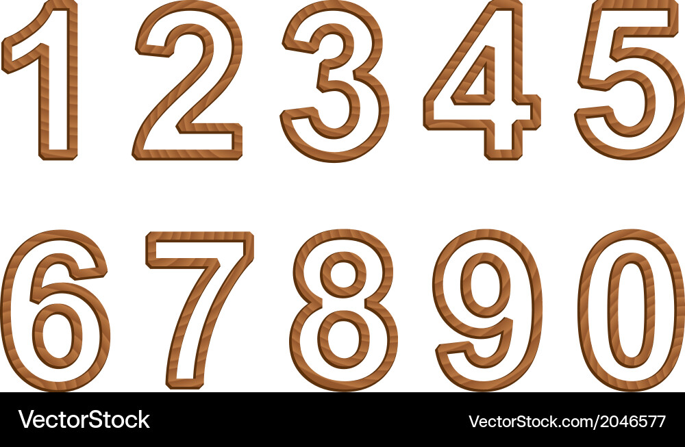 Numbers with texture of wood Royalty Free Vector Image