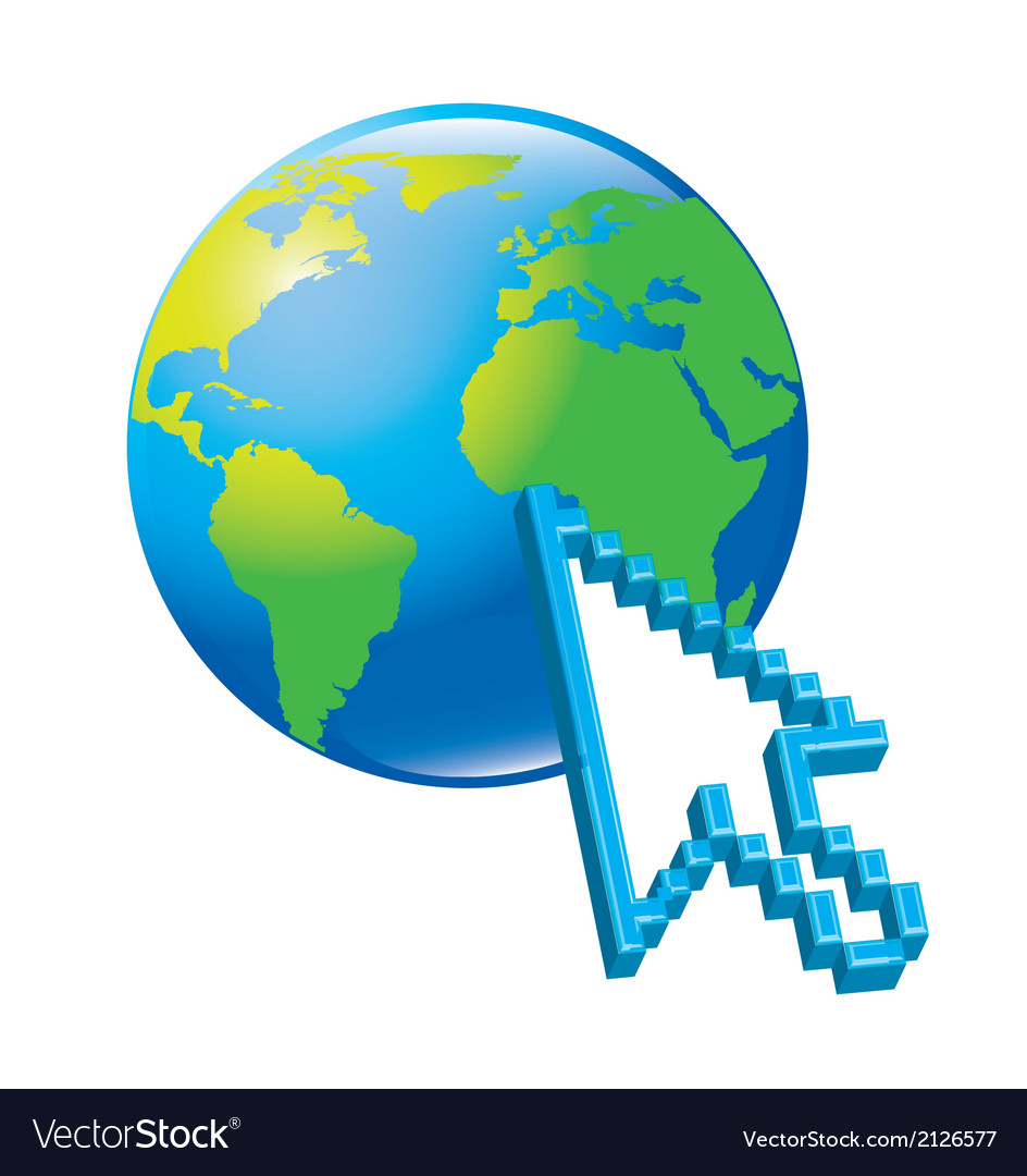 Planet y pointer cursor over white background Vector Image