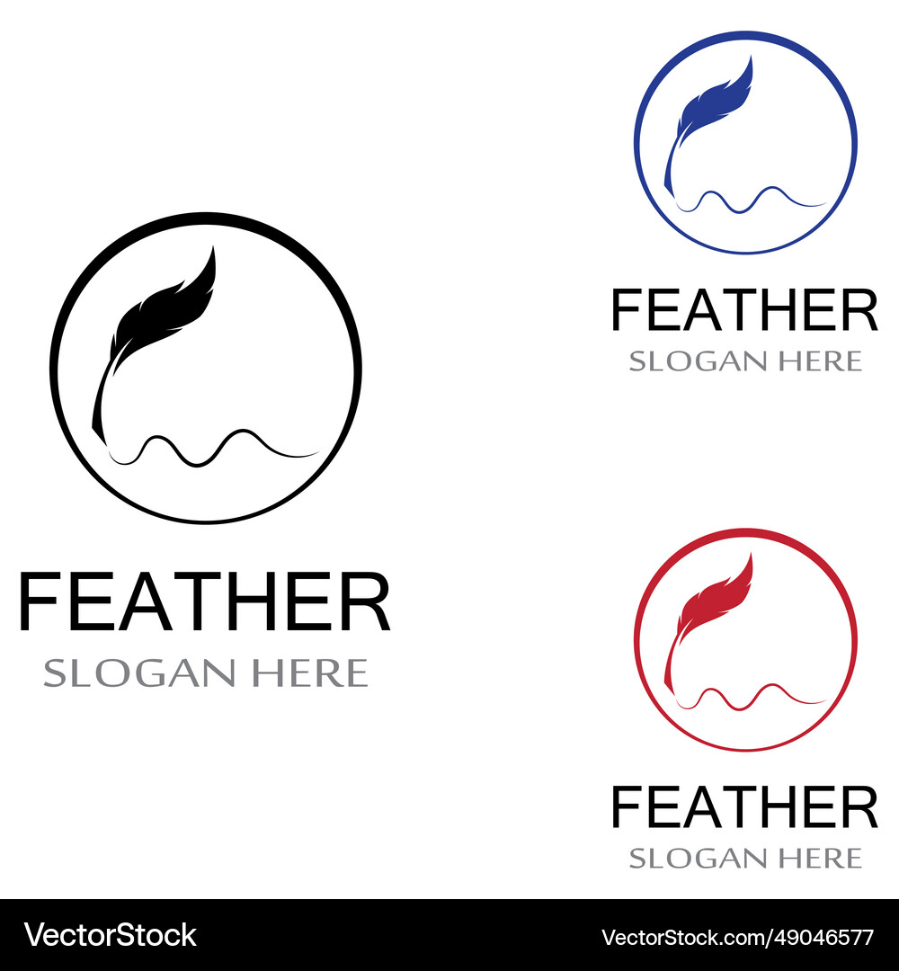 Poultry breed feather logo and a pen made Vector Image