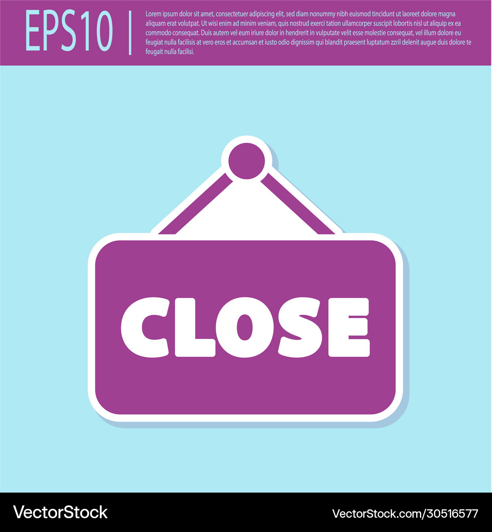 Retro purple hanging sign with text closed icon Vector Image