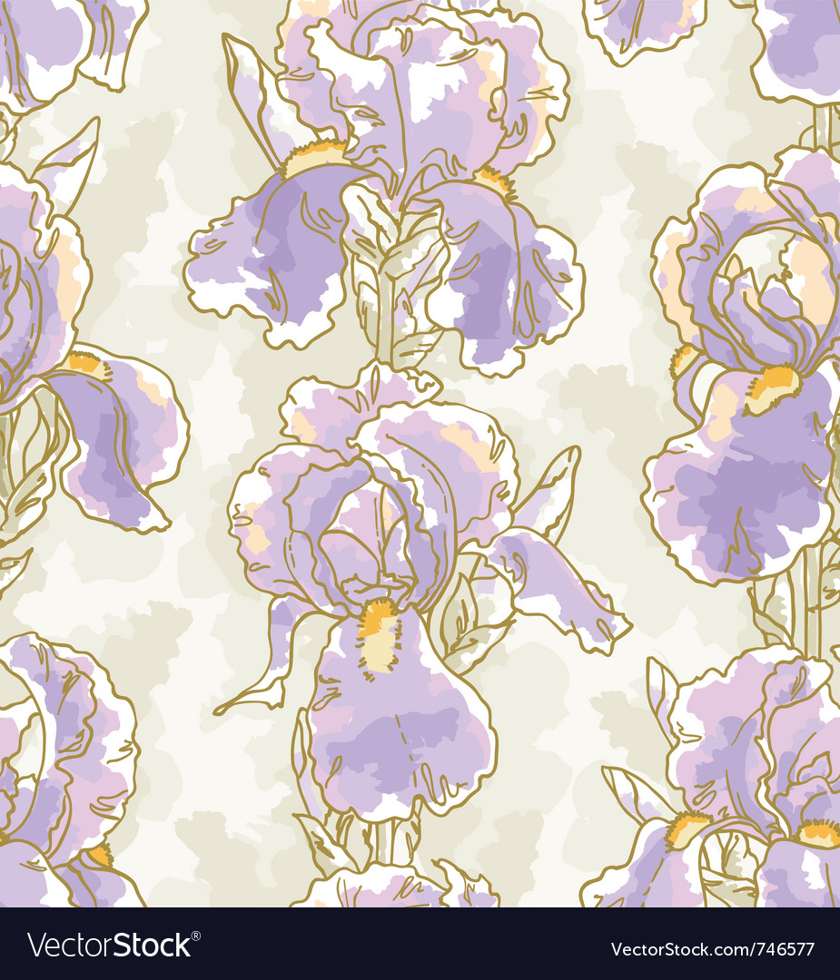 Seamless pattern with iris Royalty Free Vector Image