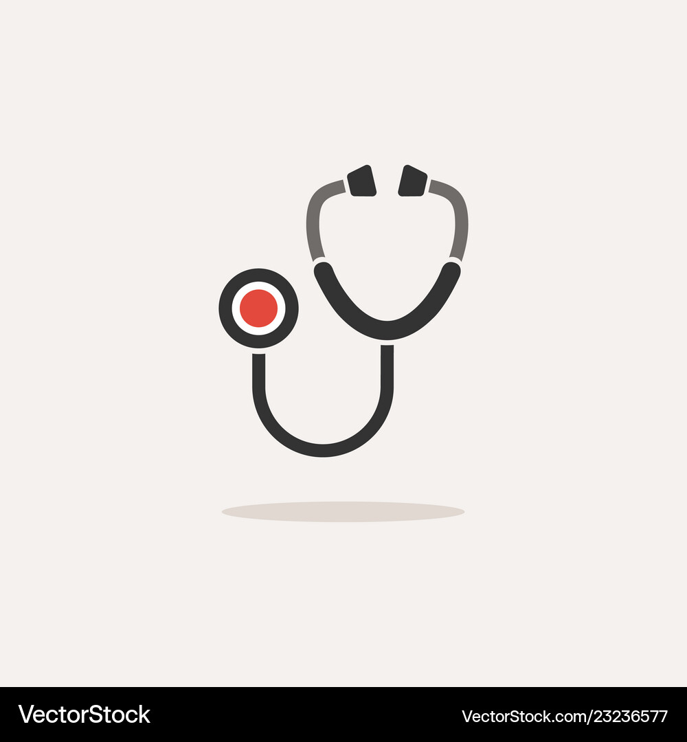 Stethoscope flat color icon with shade on a beige Vector Image