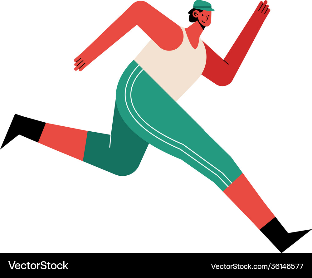 Young brunette man athlete running character Vector Image