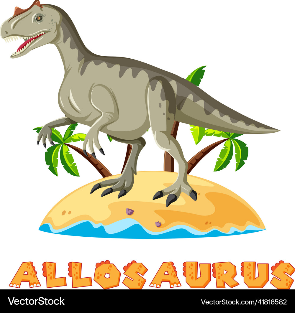 Allosaurus standing on the island Royalty Free Vector Image