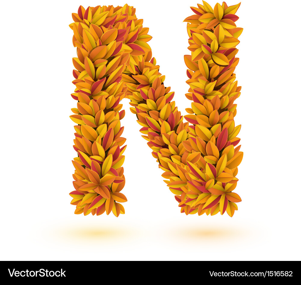 Autumn fall bright orange leaves letter Royalty Free Vector