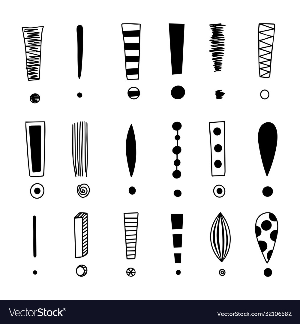 Big set doodle drawings exclamation mark Vector Image Big set doodle drawings exclamation mark Vector Image