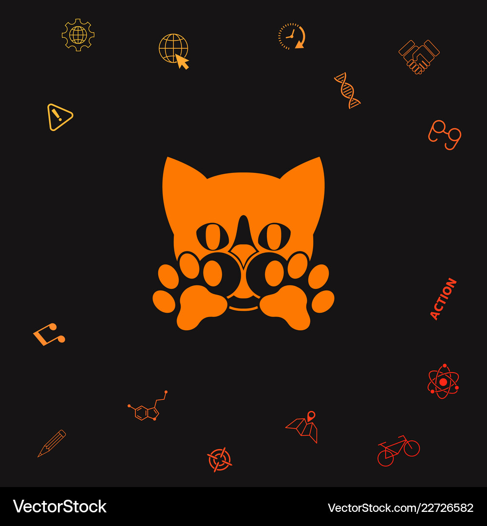 Cute cat paws - logo symbol protect sign Vector Image