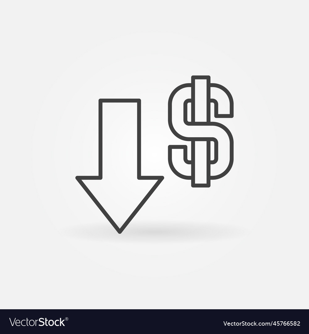Devaluation Arrow With Dollar Sign Currency Value Vector Image