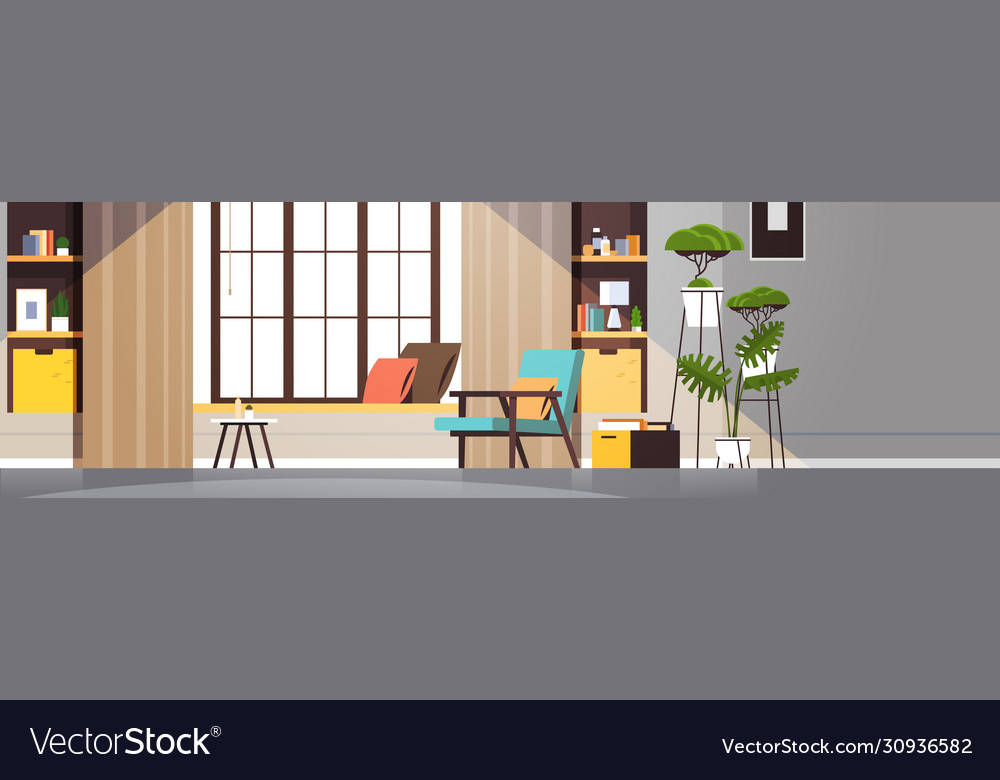 Modern empty living room interior no people Vector Image