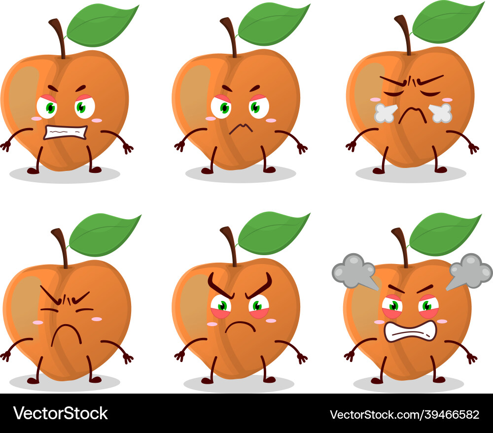 Peach cartoon character with various angry Vector Image