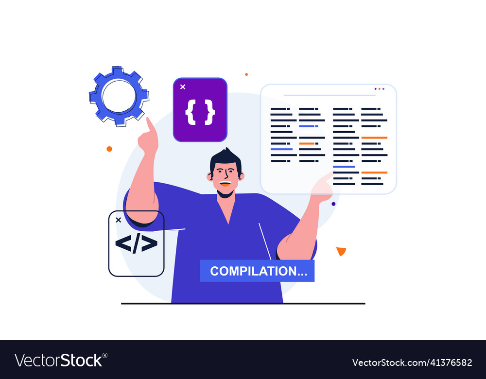 Programmer working modern flat concept for web Vector Image