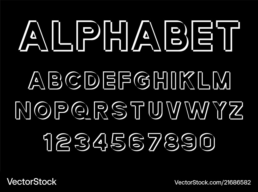 White of font and alphabet Royalty Free Vector Image