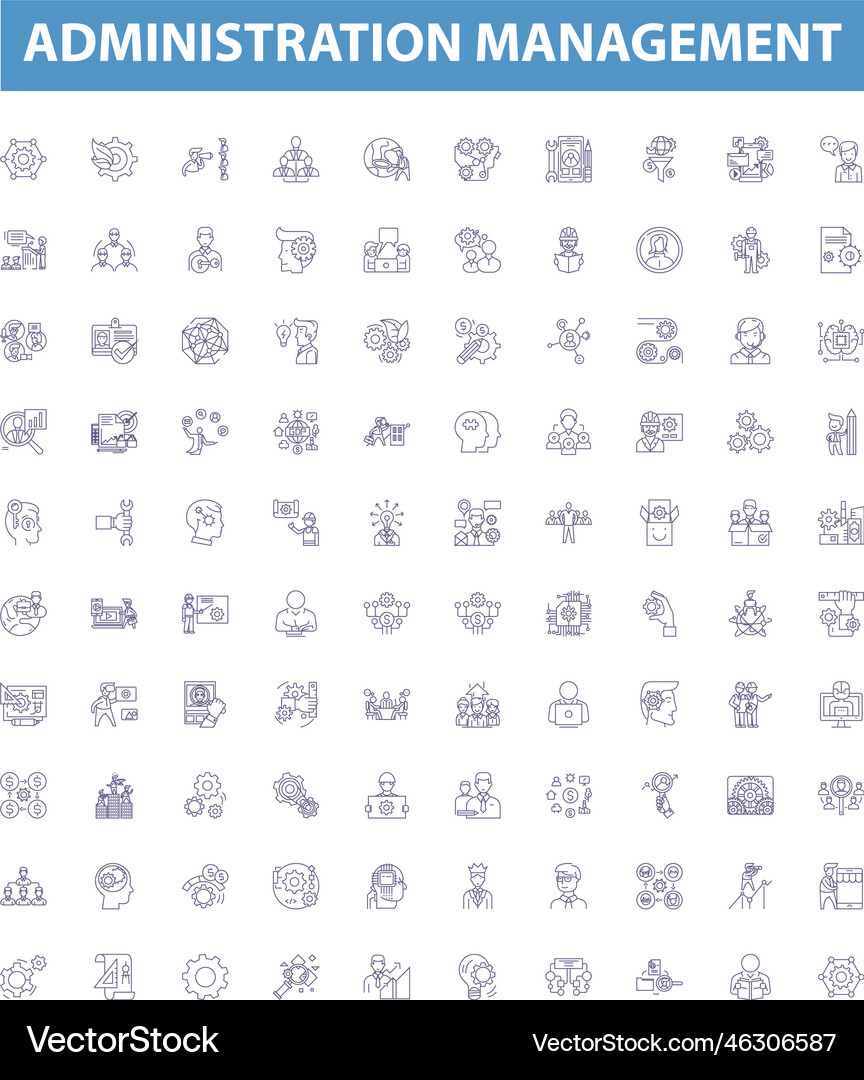 Administration management line icons signs set Vector Image