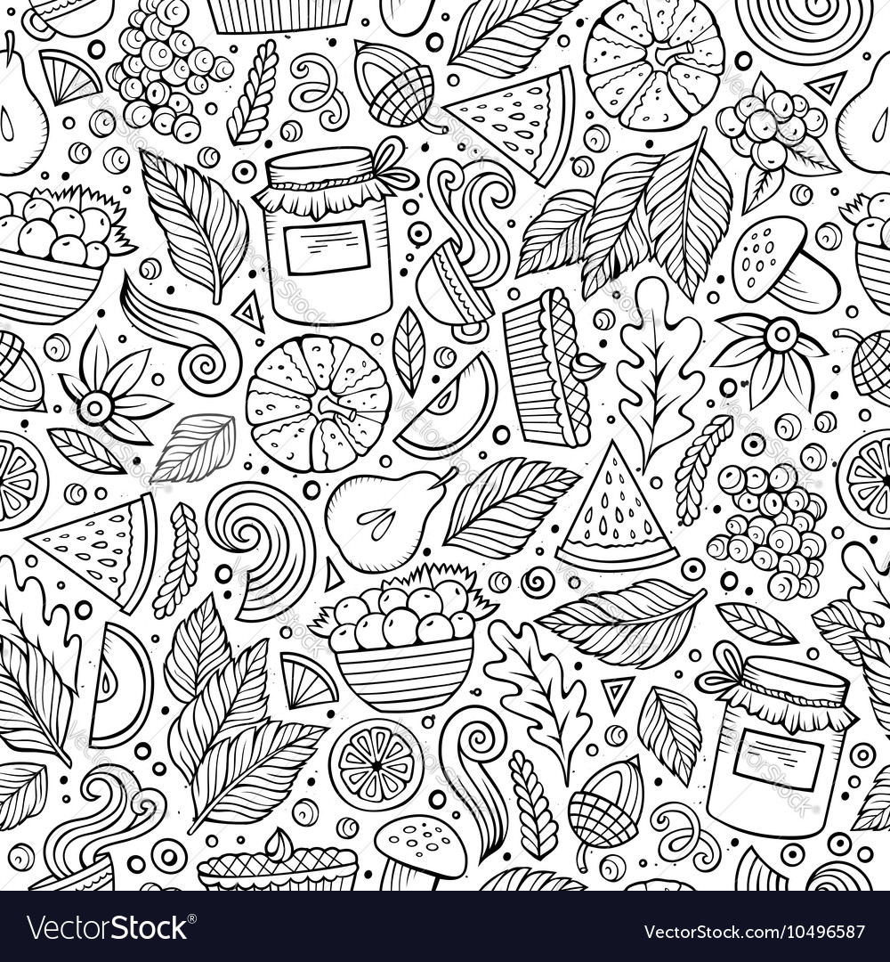 Cartoon cute hand drawn autumn seamless pattern Vector Image Cartoon cute hand drawn autumn seamless pattern Vector Image