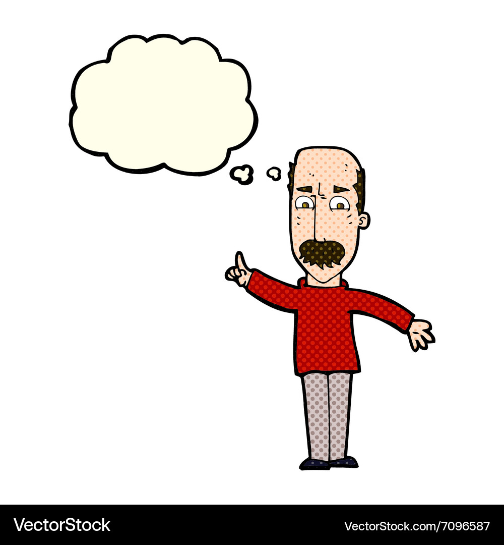 Cartoon man issuing stern warning with thought Vector Image