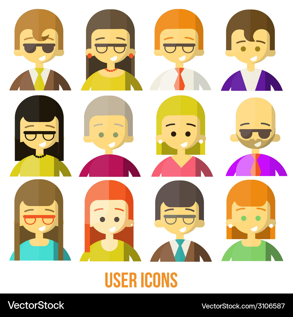 Colorful people faces circle icons set Royalty Free Vector