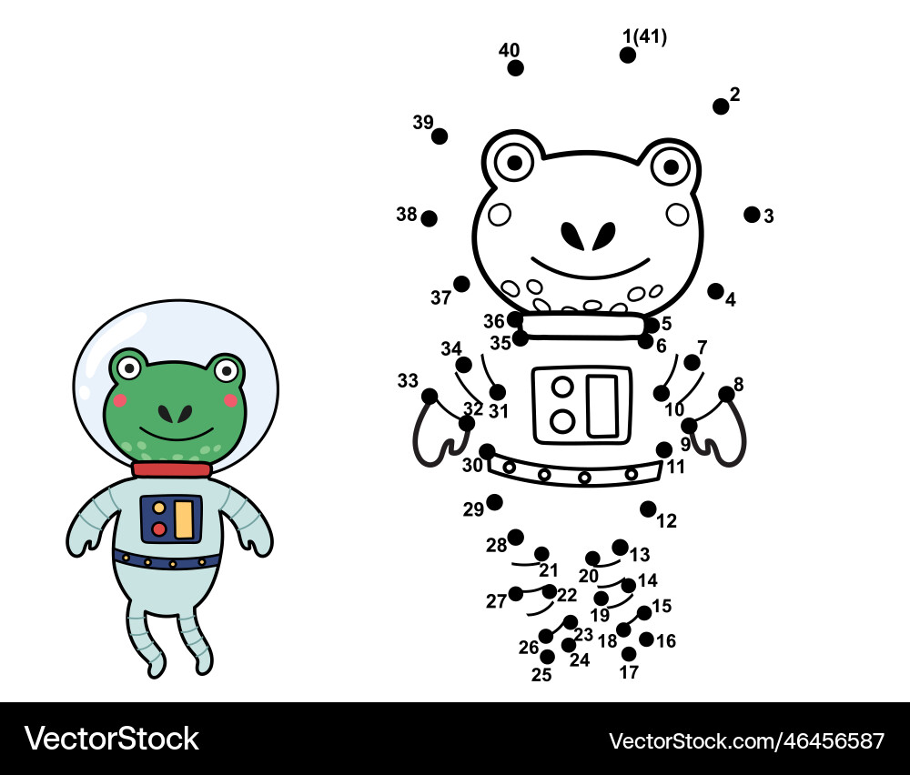 Connect the dots and draw a cute astronaut frog Vector Image