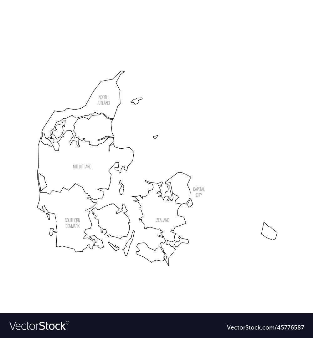 Denmark political map of administrative divisions Vector Image