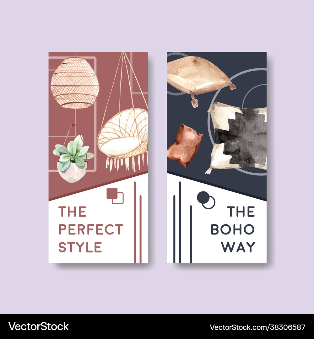 Flyer template with boho furniture concept design Vector Image