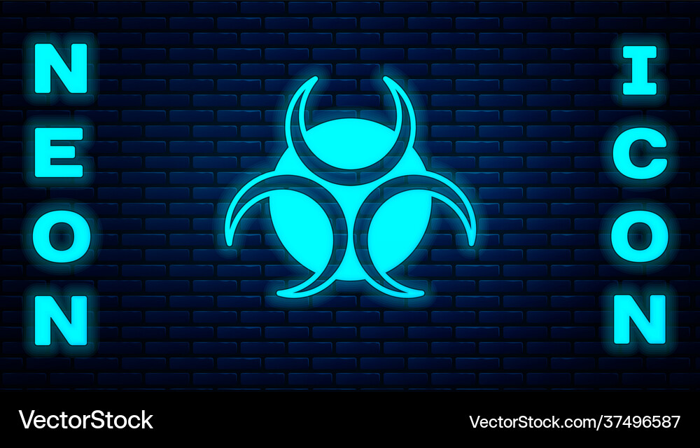 Glowing neon biohazard symbol icon isolated Vector Image