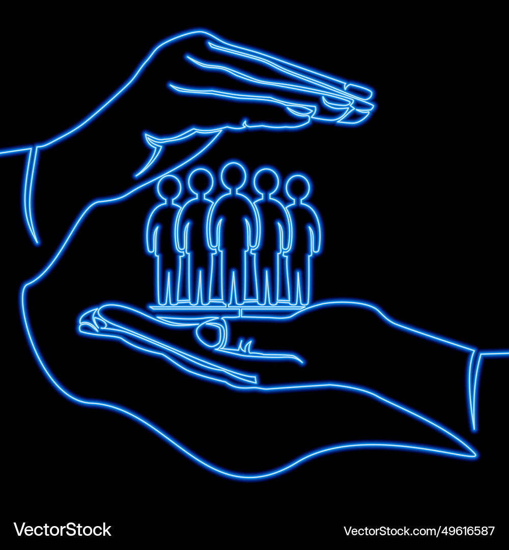 Inclusion social equity people group save neon Vector Image