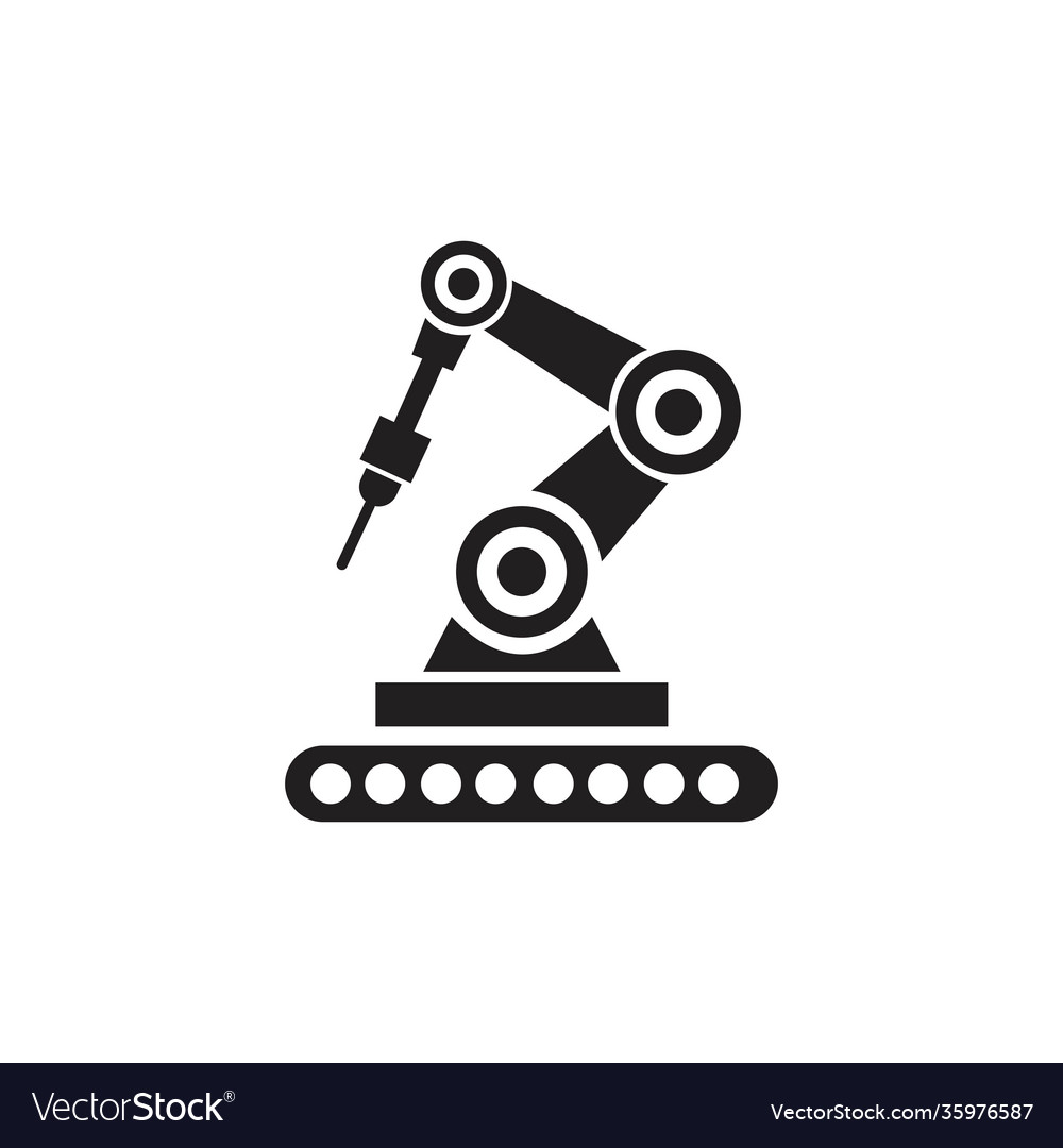 Industrial mechanical robot arm icons Royalty Free Vector