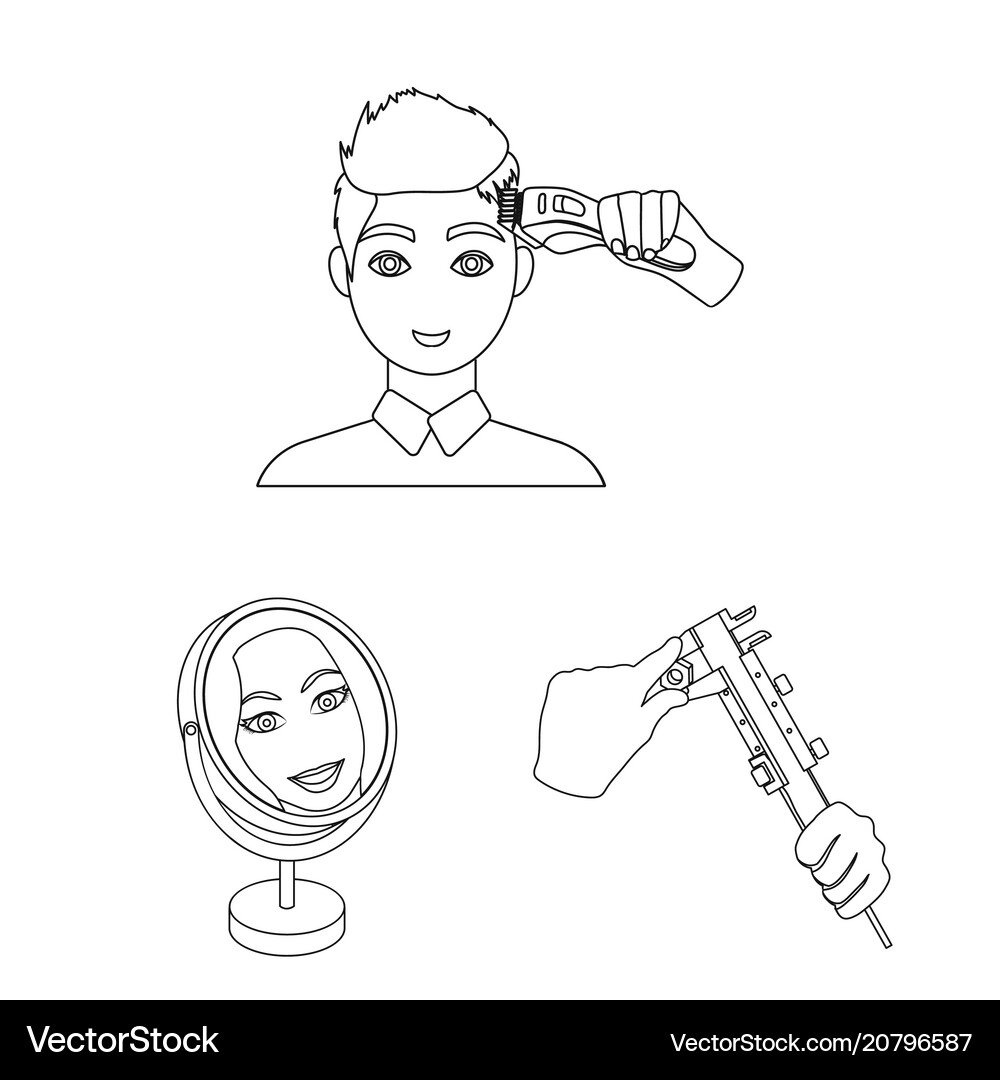 Manipulation by hands outline icons in set Vector Image