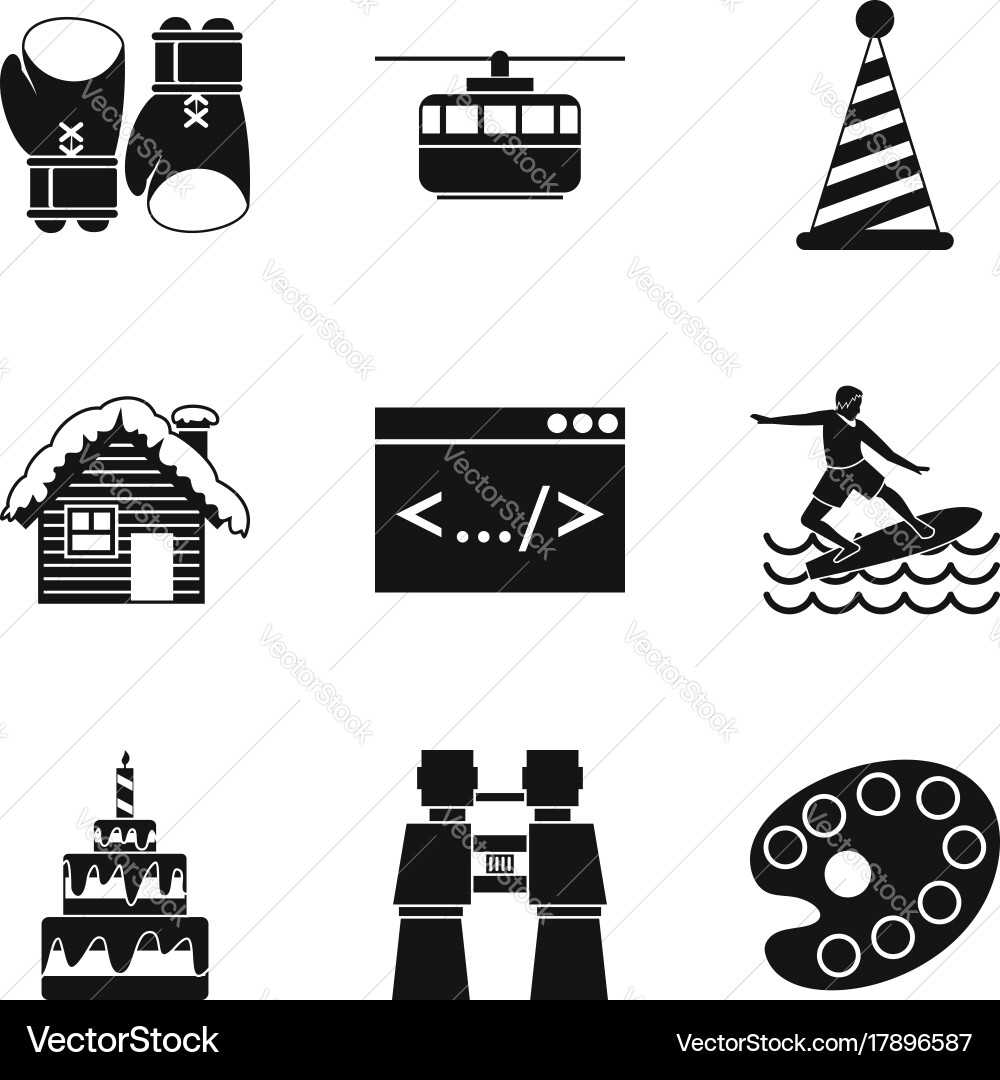 Modern entertainment icons set simple style Vector Image
