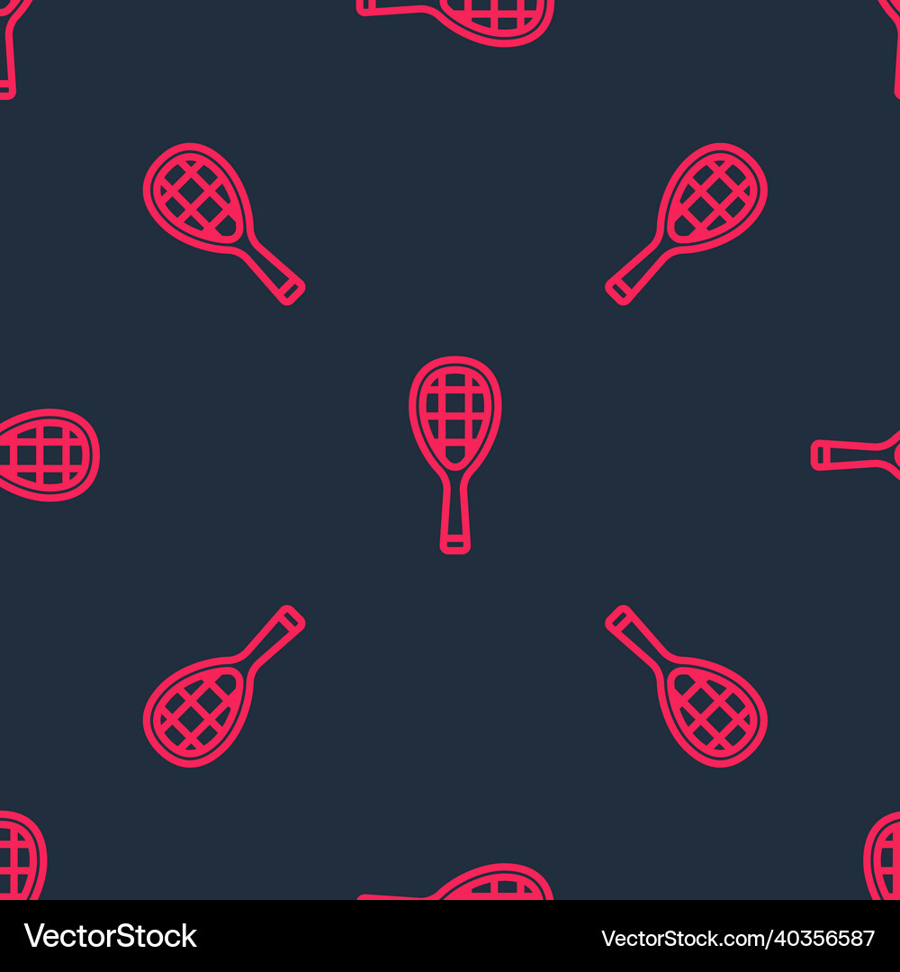 Red line tennis racket icon isolated seamless Vector Image