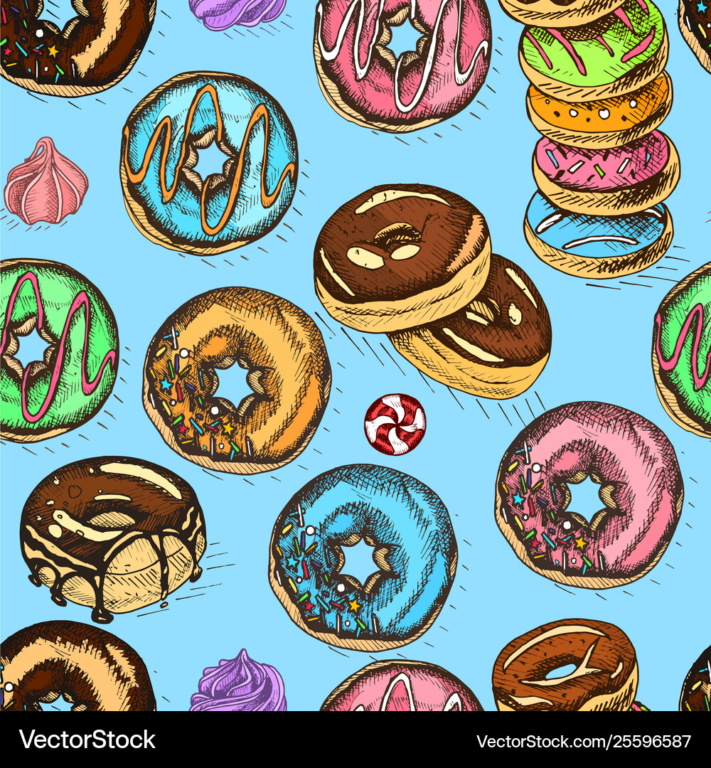 Sketch donut vintage card menu Royalty Free Vector Image