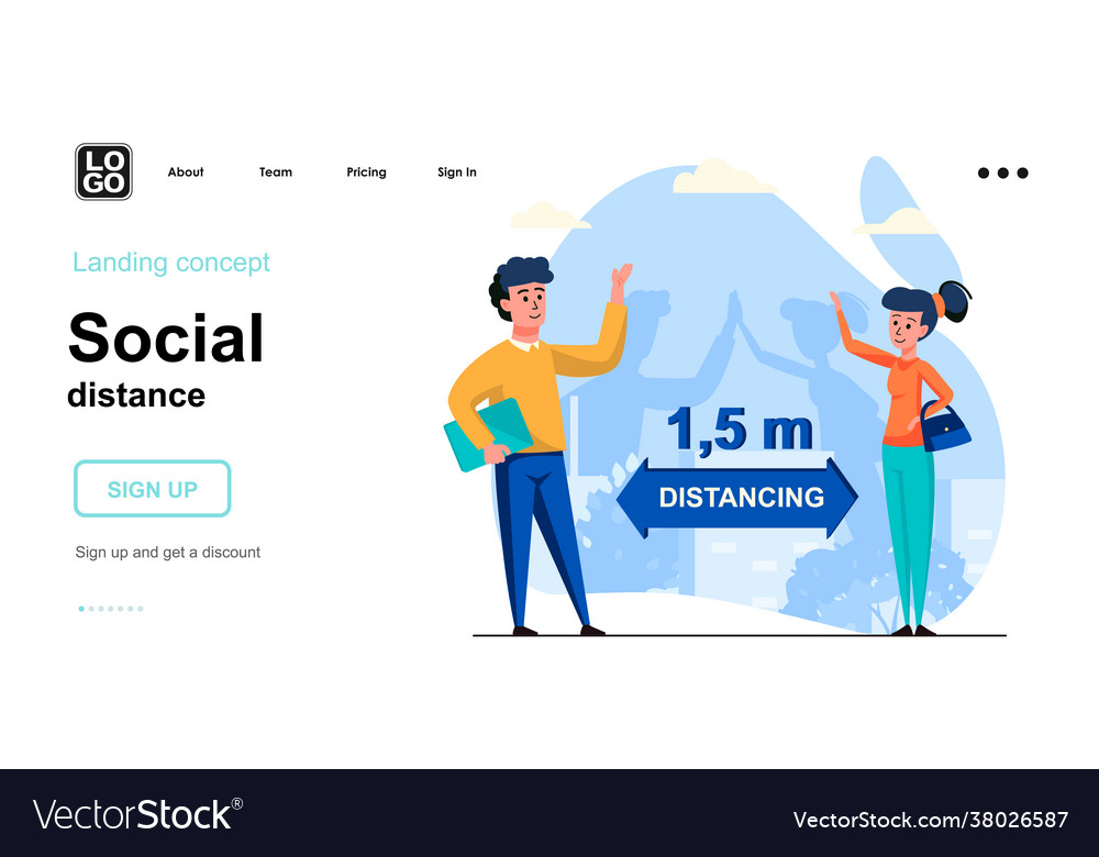 Social distance web concept people distancing Vector Image
