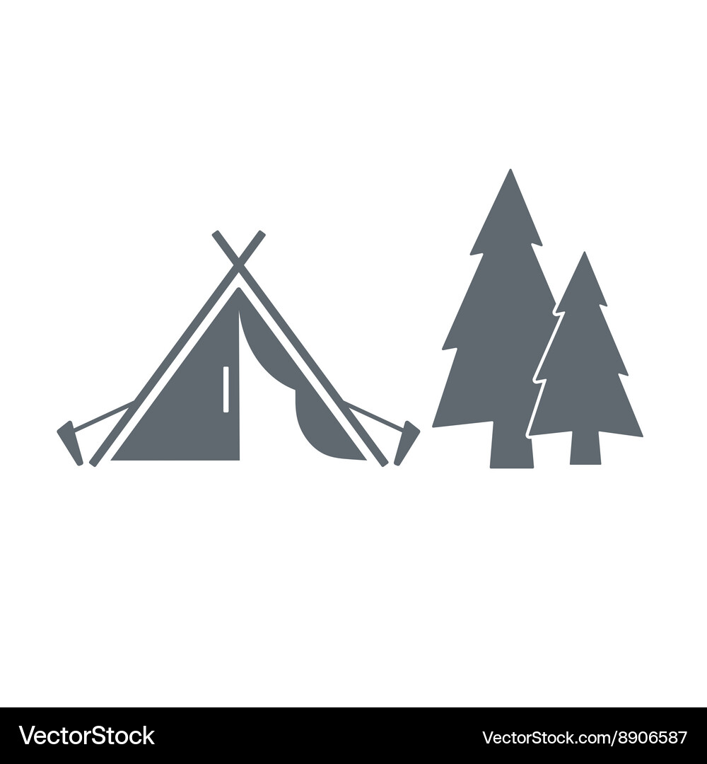 Tourist tent near tree icon Royalty Free Vector Image