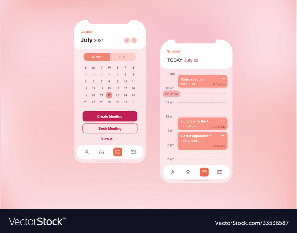 User interface template for calendar and meeting Vector Image
