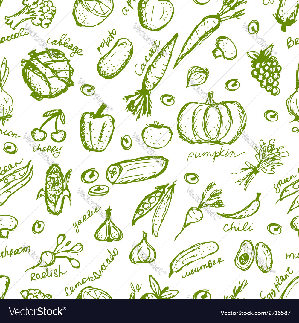 Vegetable seamless pattern for your design Vector Image