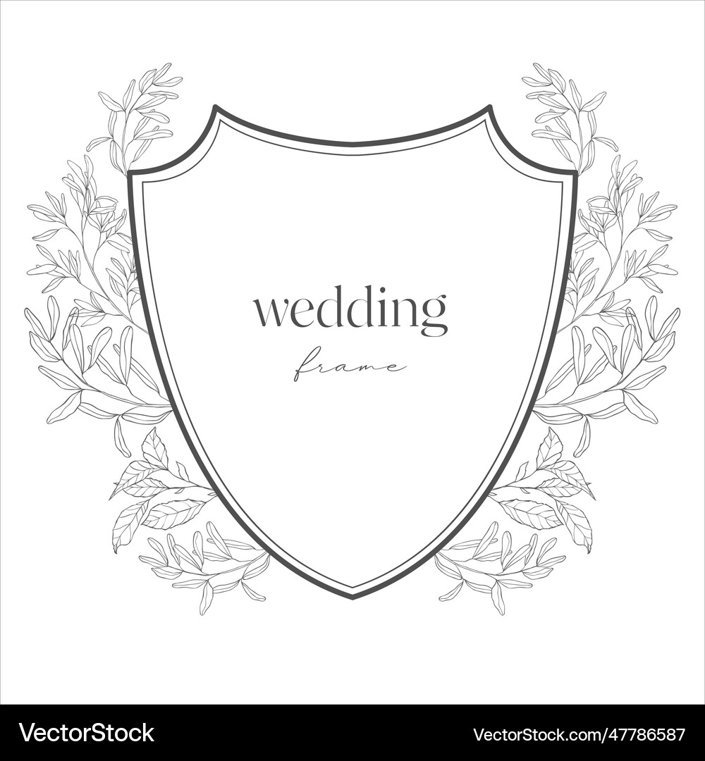 Wedding crest with flowers on the white background