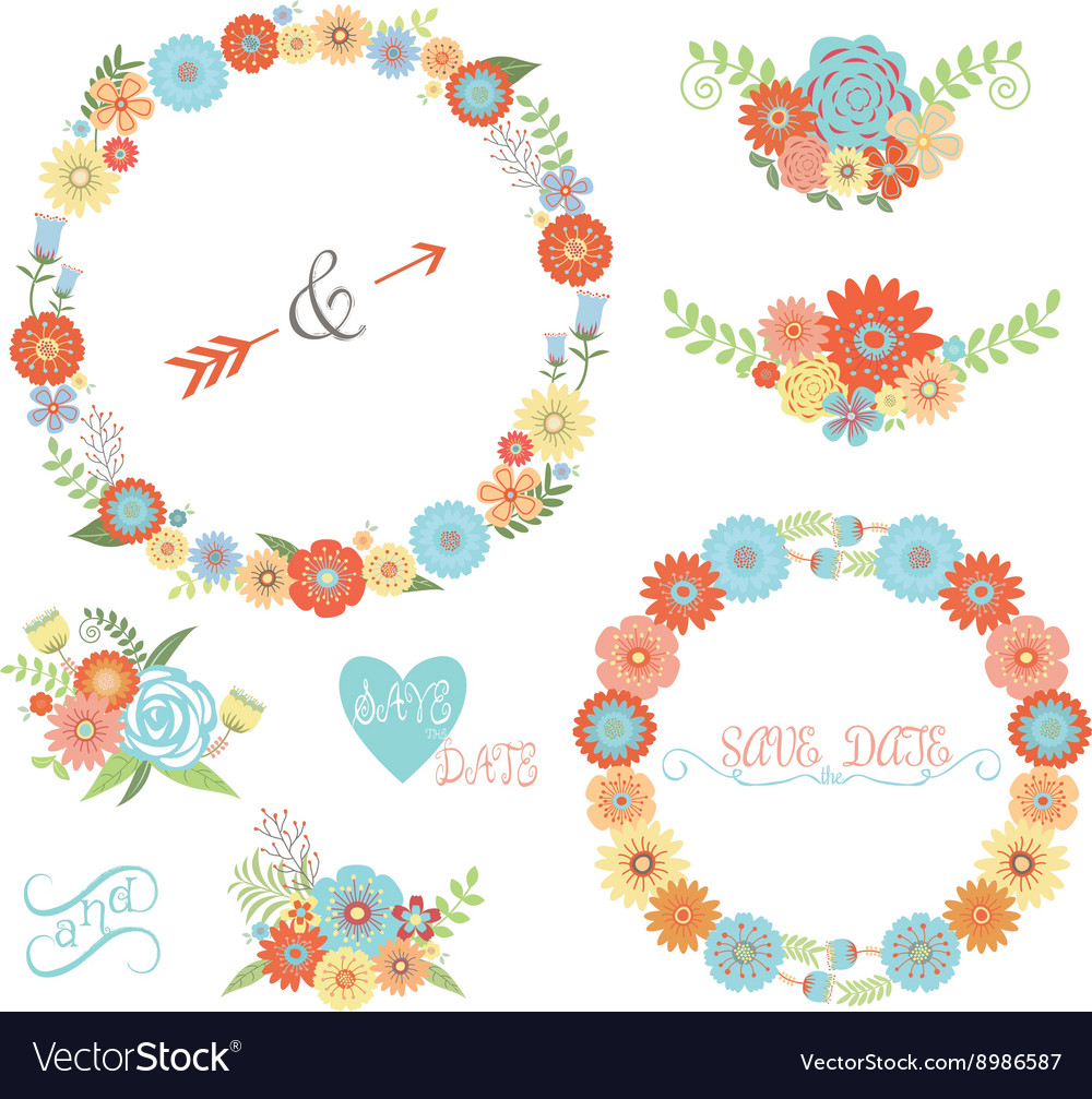 Wedding flower elements set Royalty Free Vector Image