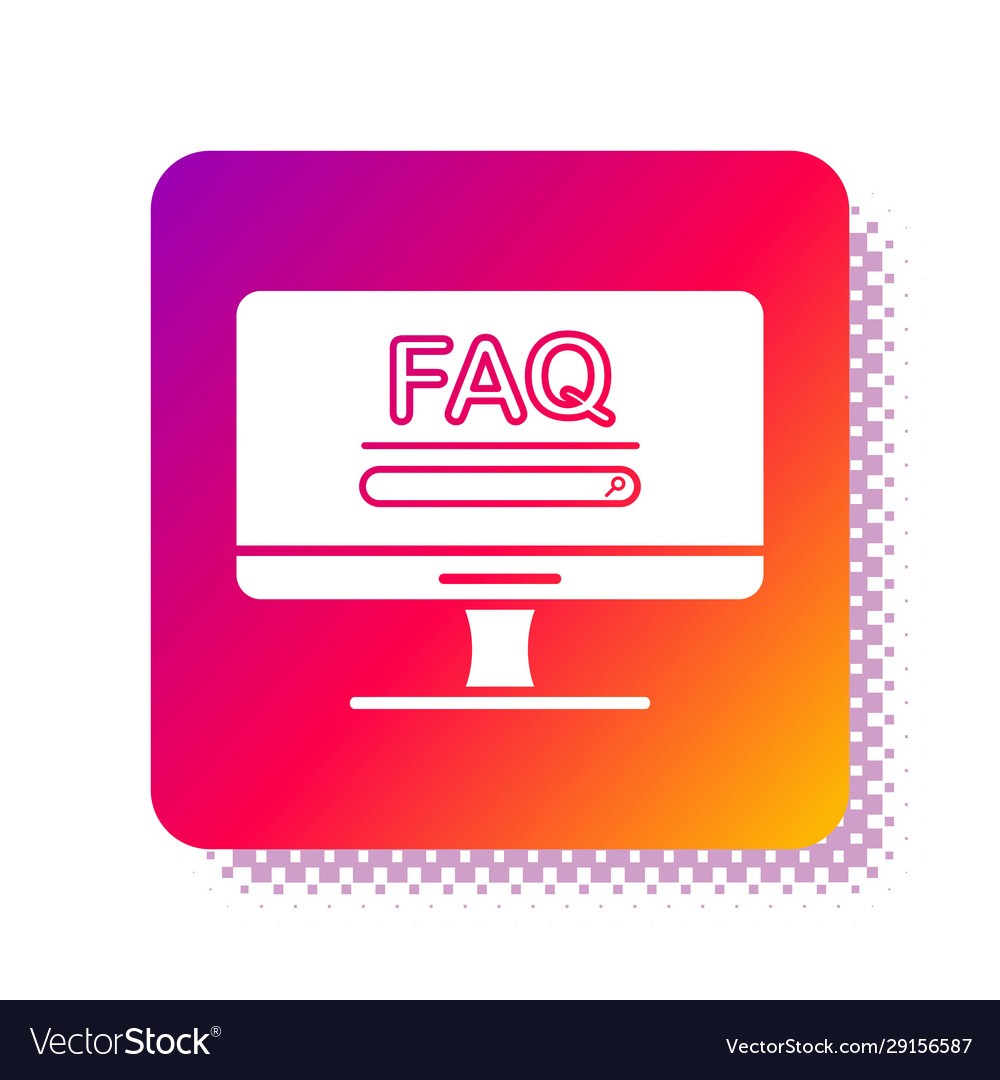 White computer monitor with text faq information Vector Image