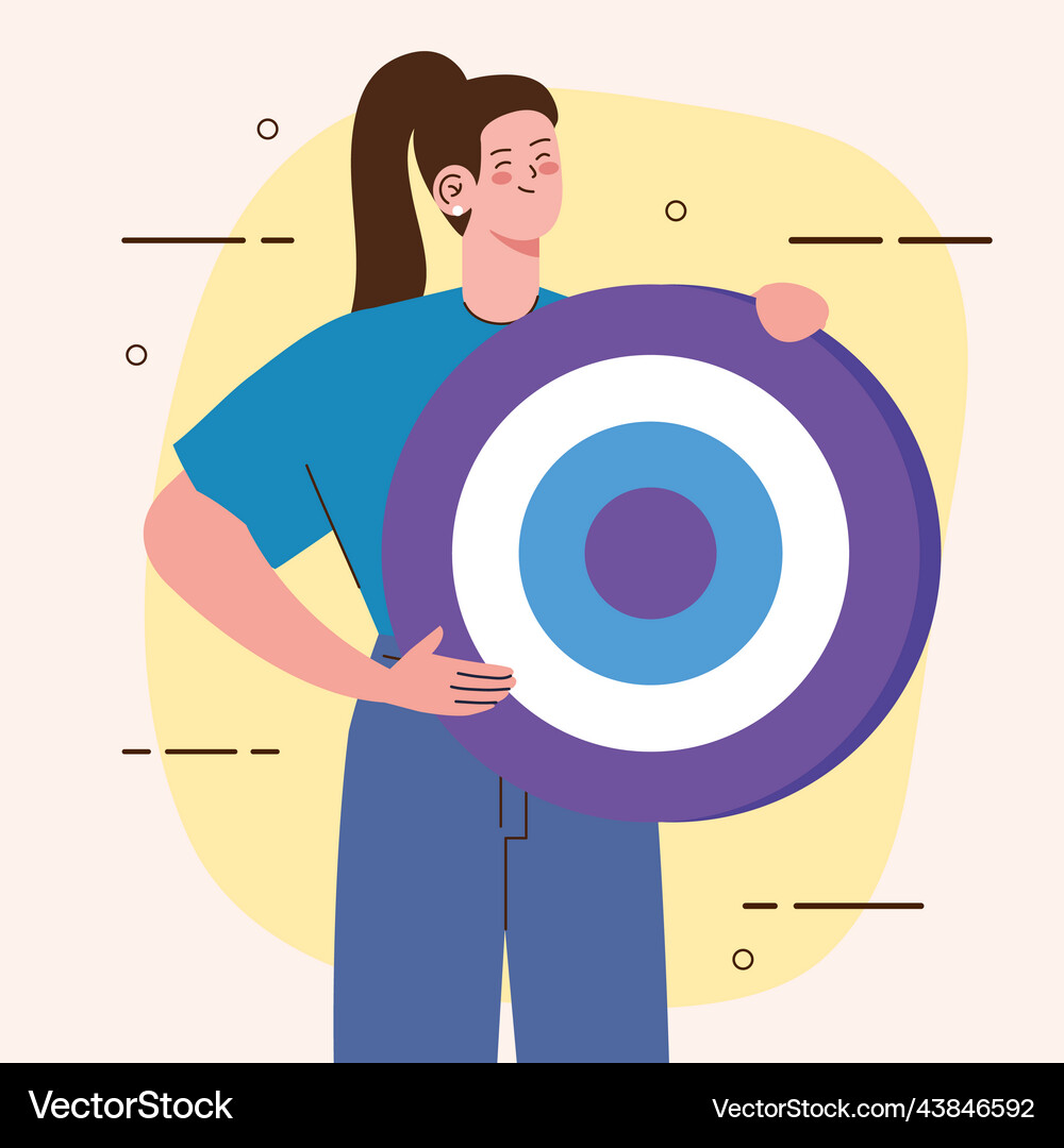 Business woman with target Royalty Free Vector Image