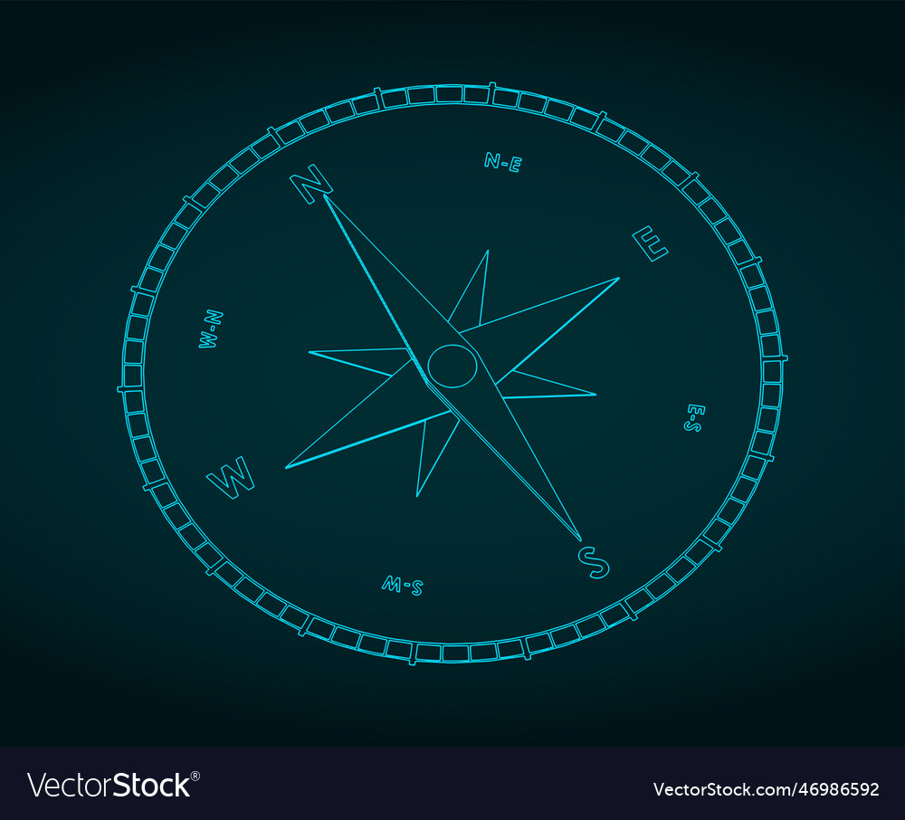 Compass Blueprint Royalty Free Vector Image Vectorstock 